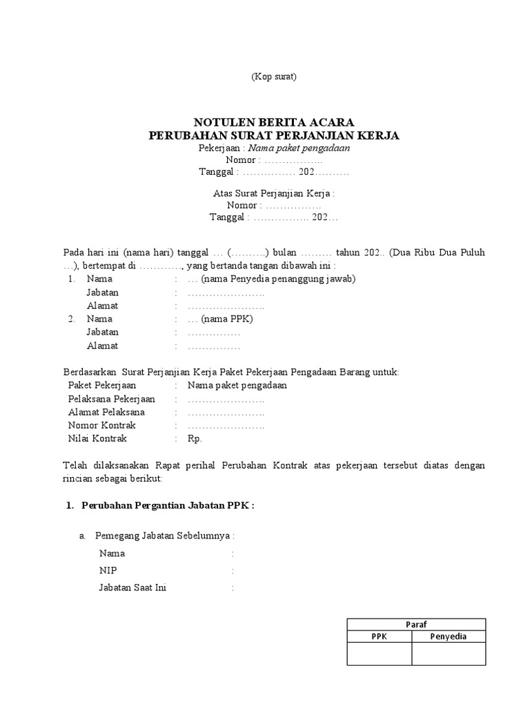 Contoh Addendum Kontrak Pergantian Jabatan | PDF