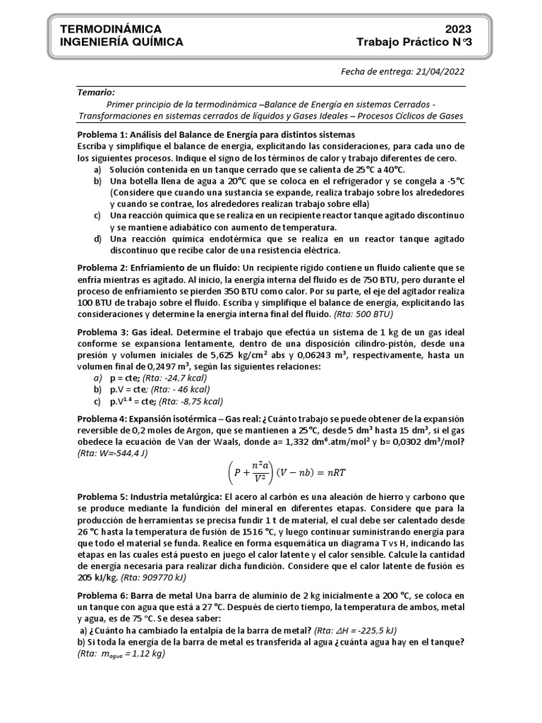 TP03 BECerr 2023 | PDF | Calor | Gases