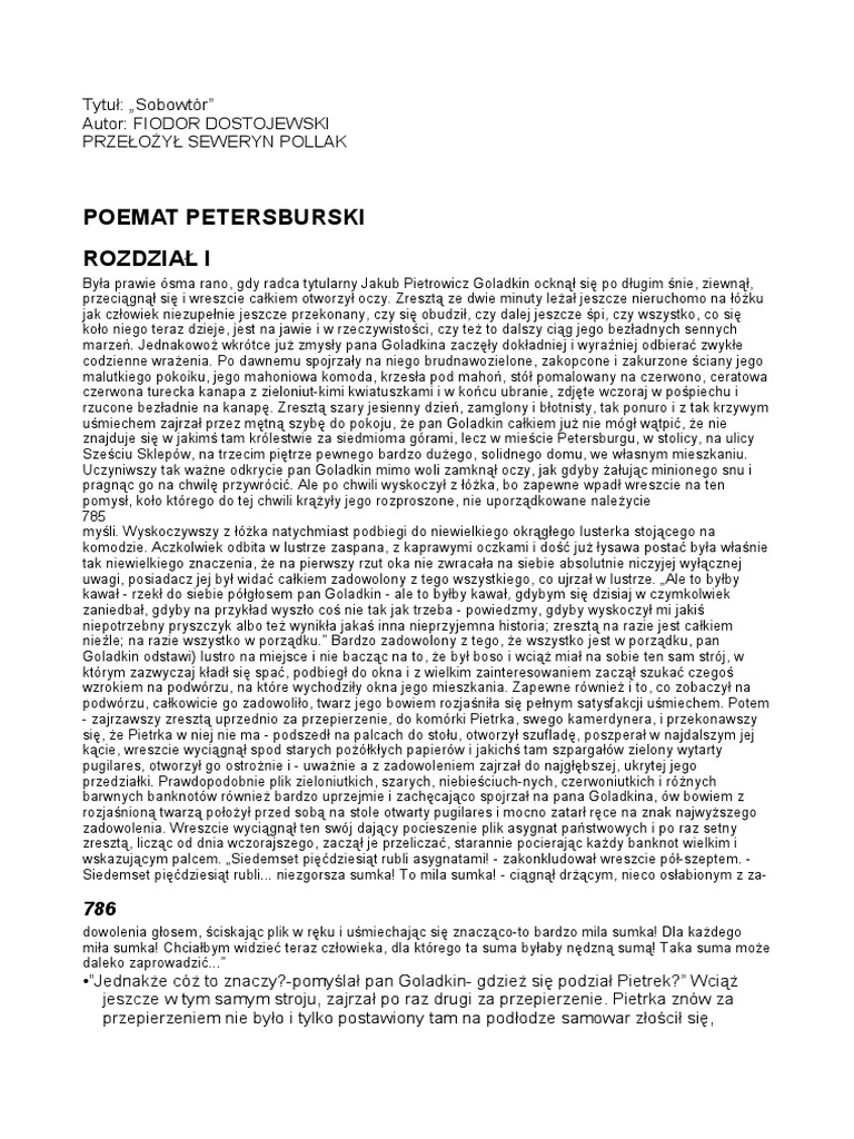 Dostojewski Fiodor - Sobowtór | PDF