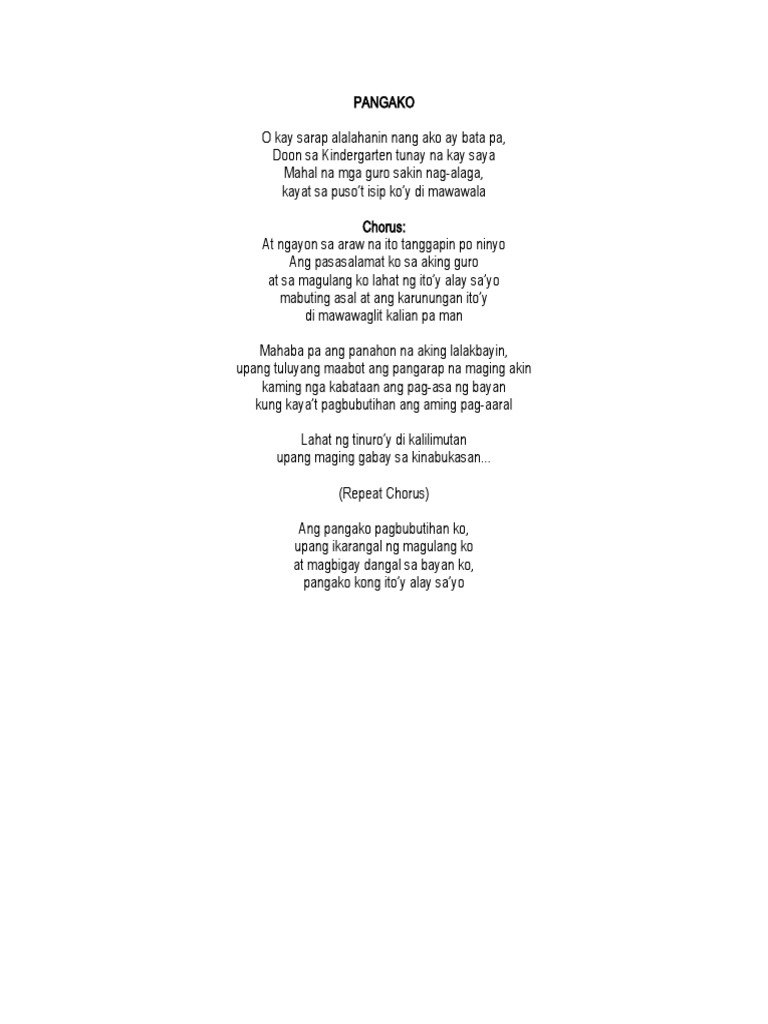 Pangako Kinder | PDF