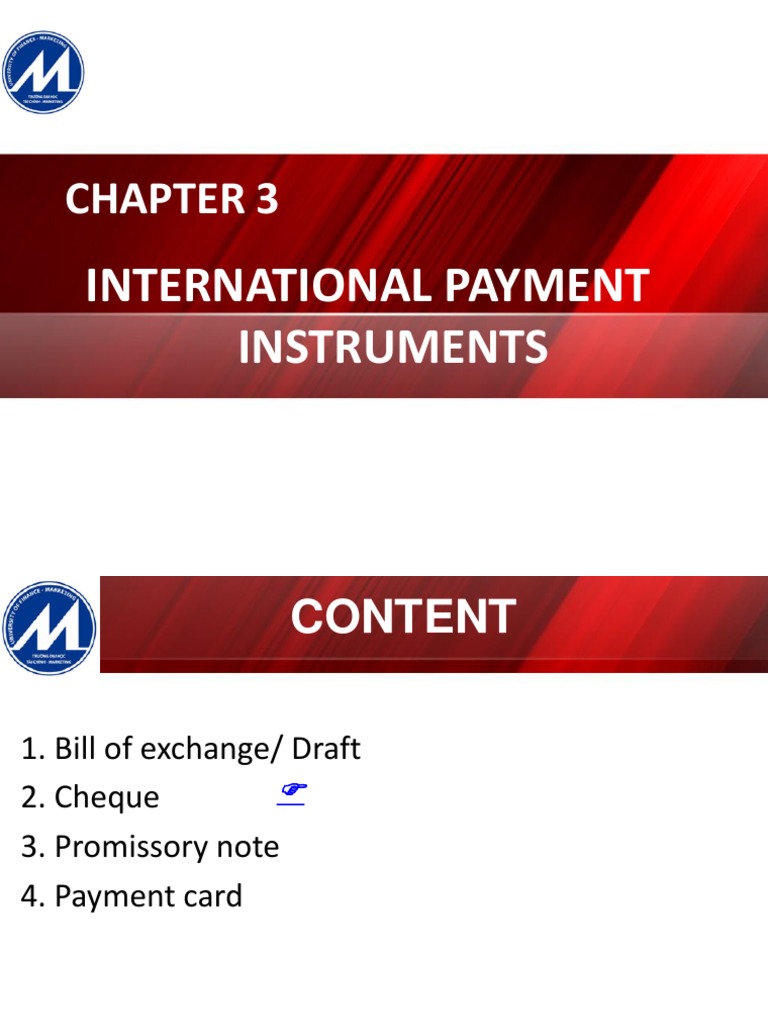 Chapter 3 Payment Instruments | PDF | Negotiable Instrument | Cheque
