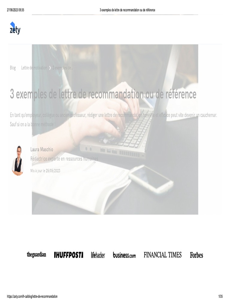 3 exemples de lettre de recommandation ou de référence | PDF