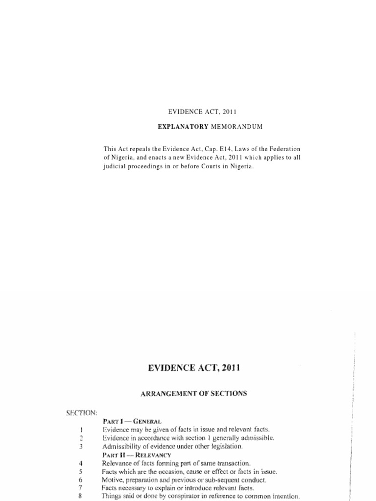 Evidence Act | PDF | Evidence (Law) | Hearsay