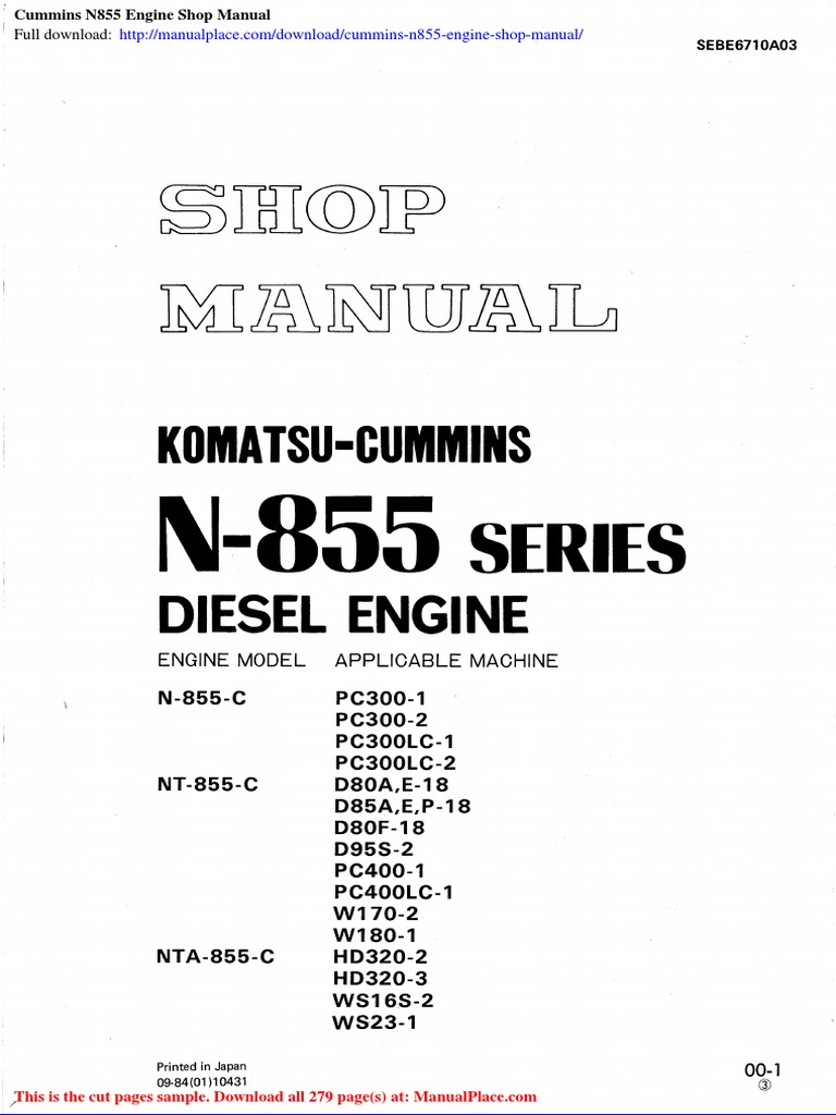 Cummins n855 Engine Shop Manual | PDF | Computers