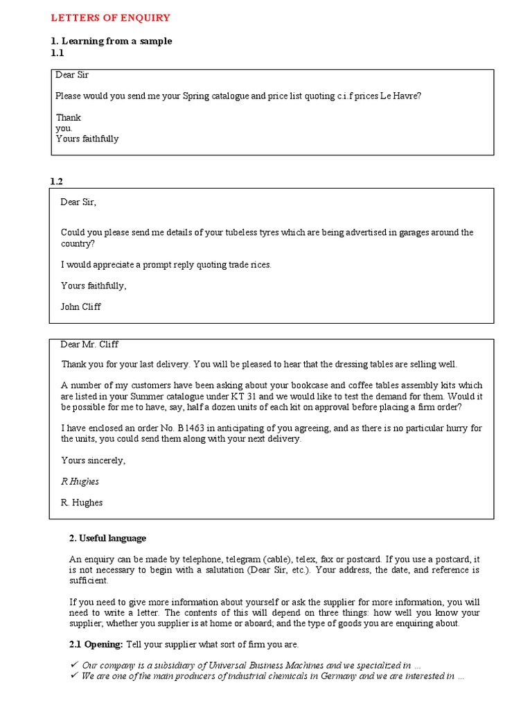 Letter of Enquiry | PDF | Economies | Service Industries