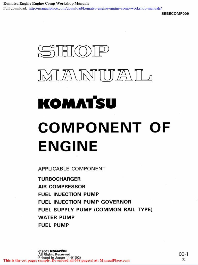 Komatsu Engine Engine Comp Workshop Manuals | PDF