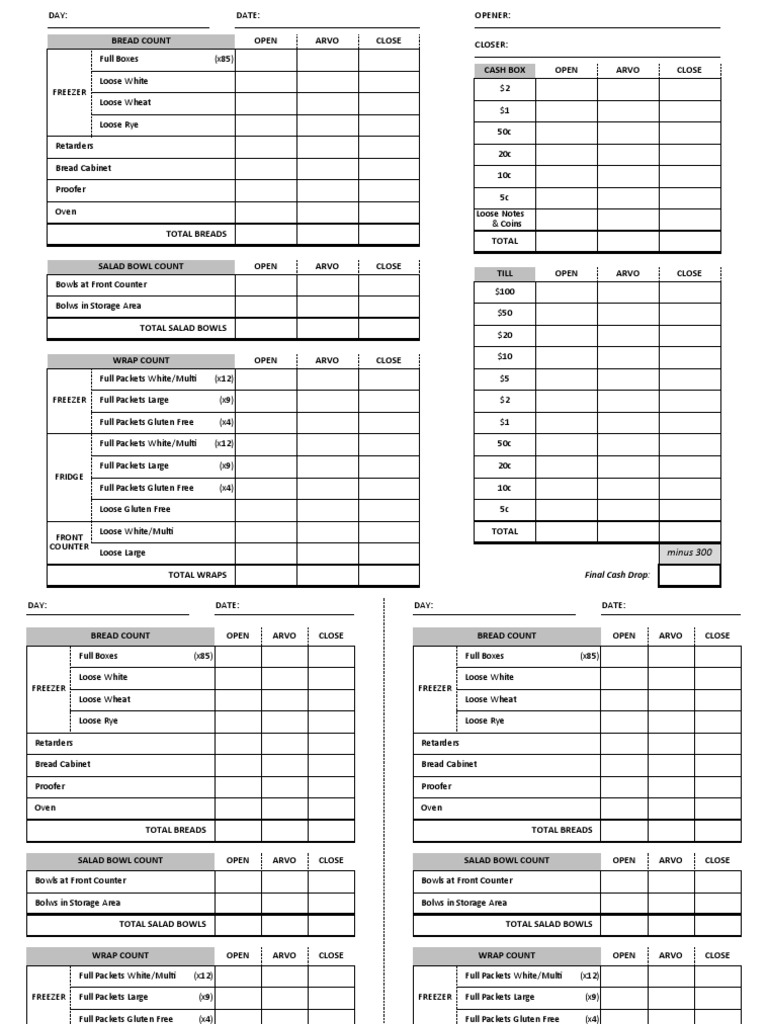 Daily Count Sheets 3 | PDF
