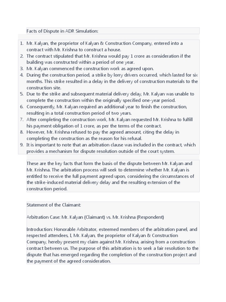 ADR Simulation - Arbitration | PDF