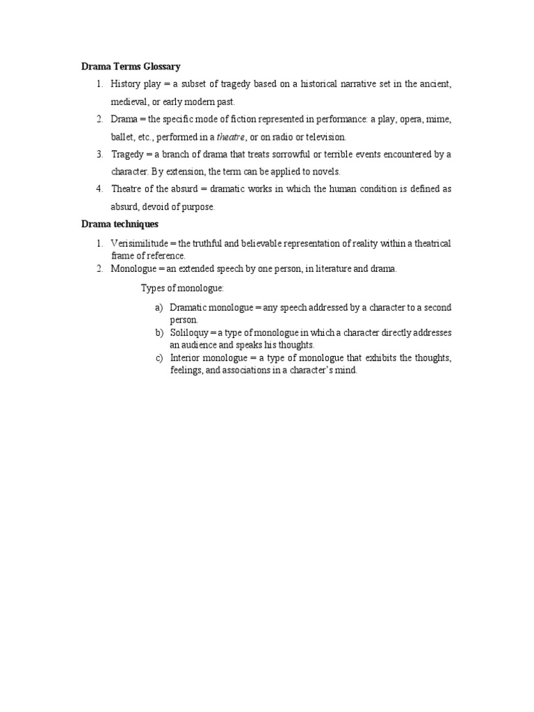 Drama Terms Glossary 1 | PDF
