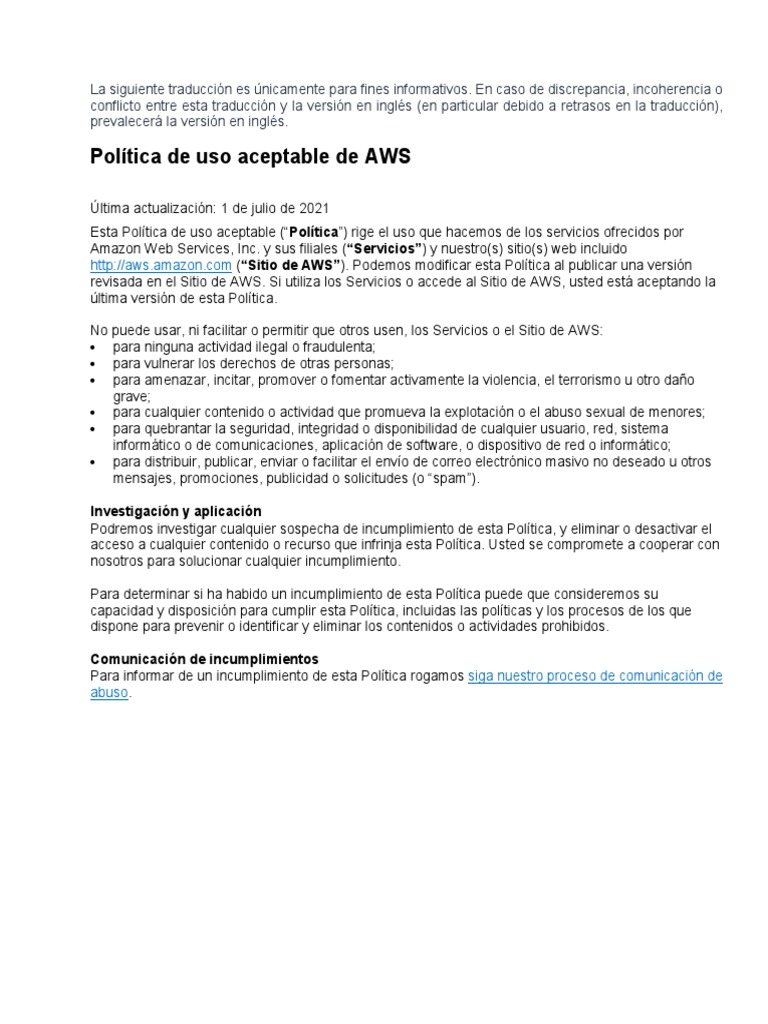Aws Acceptable Use Policy