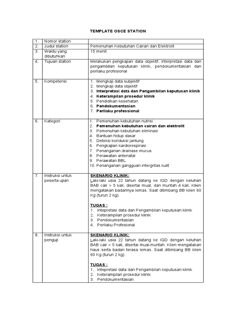 Template OSCE Infus | PDF