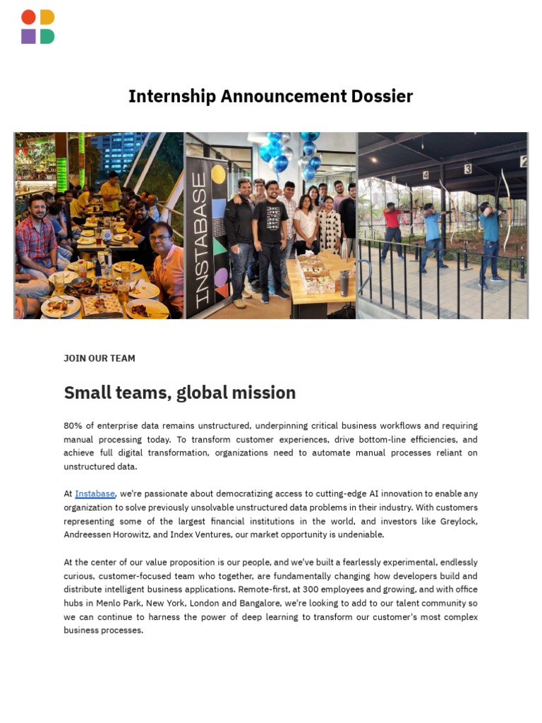 Updated SWE & SRE - Internship Announcement Dossier - IND - FY'22-23 ...