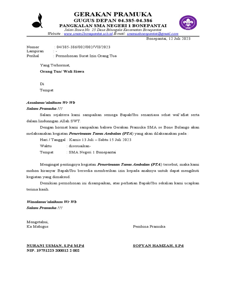 Surat Izin Siswa | PDF | Kesehatan Holistik