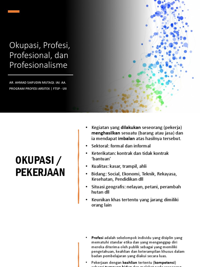 Okupasi, Profesi, Profesional, Dan Profesionalisme | PDF