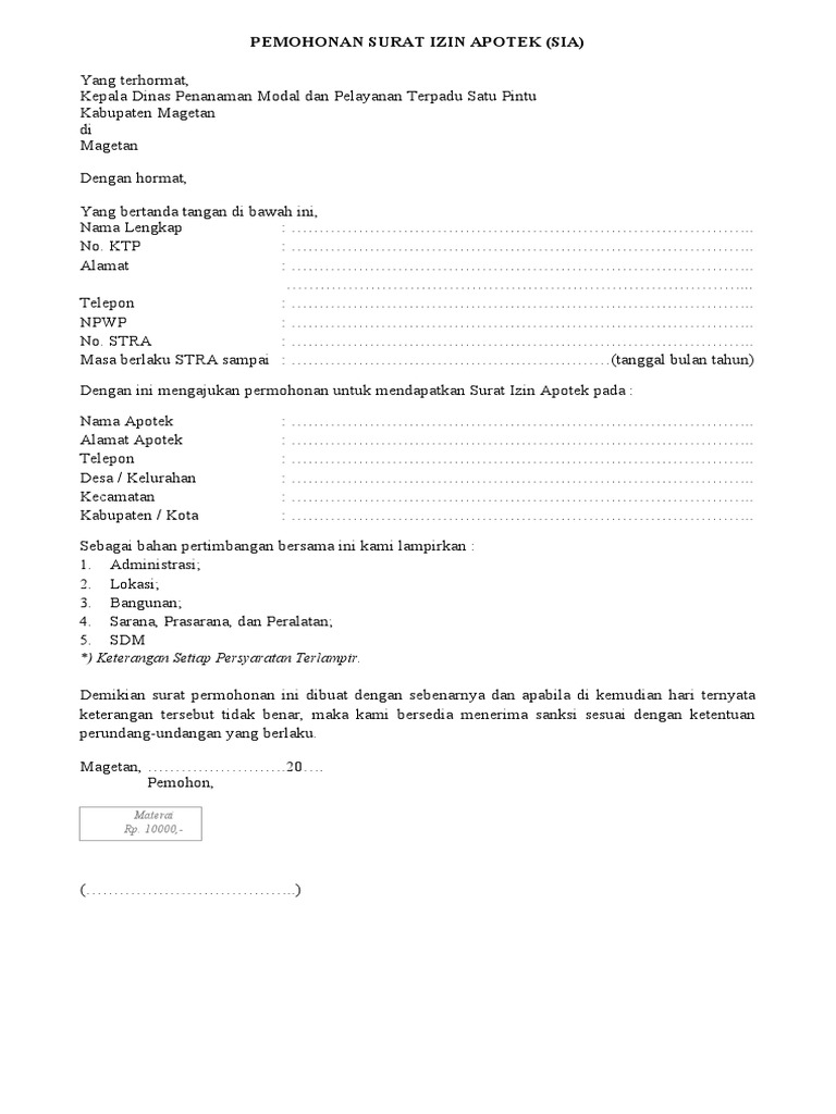 Surat Izin Apotek | PDF | Pengelolaan Keuangan & Uang