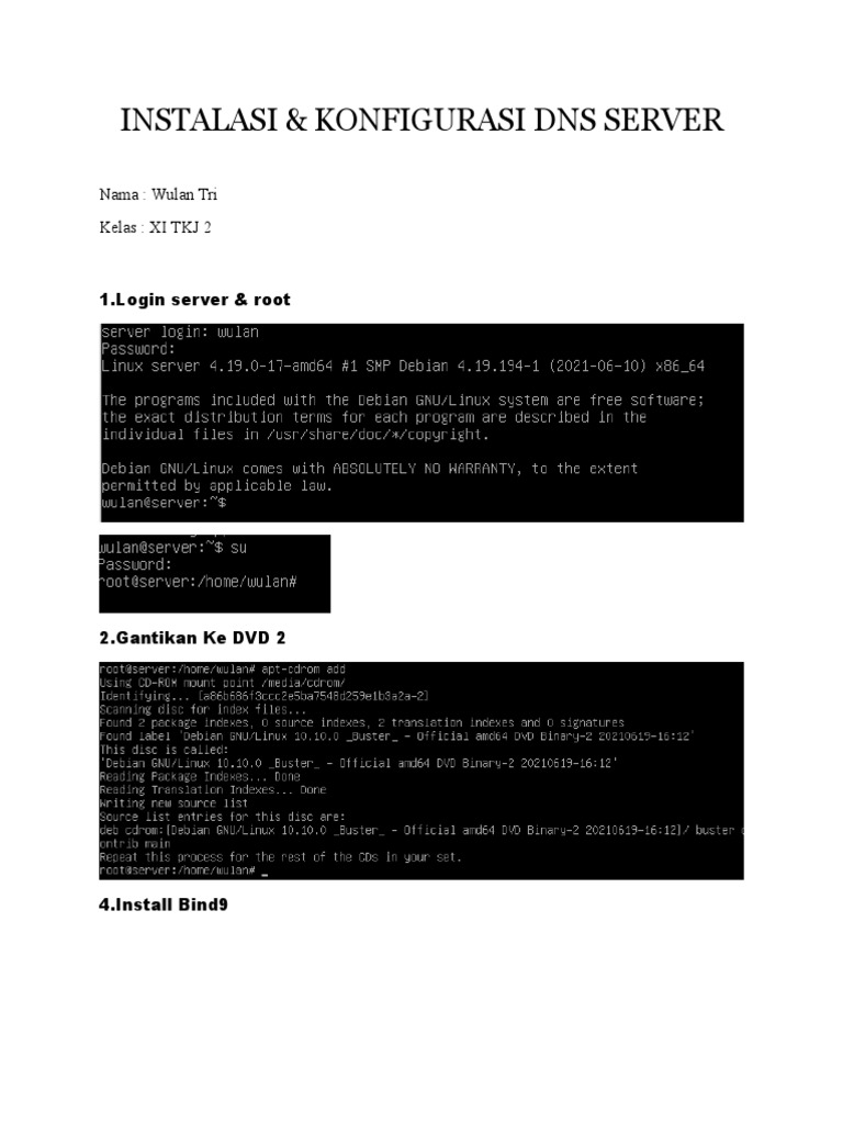 Instalasi & Konfigurasi DNS Server | PDF