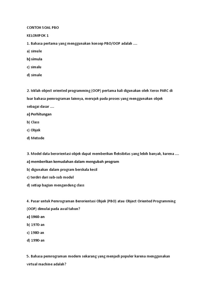 Contoh Soal Pbo | PDF