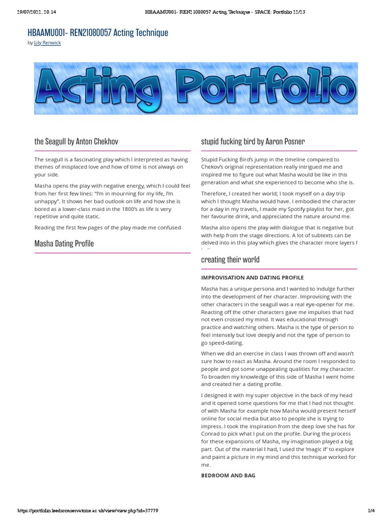Acting Portfolio | PDF