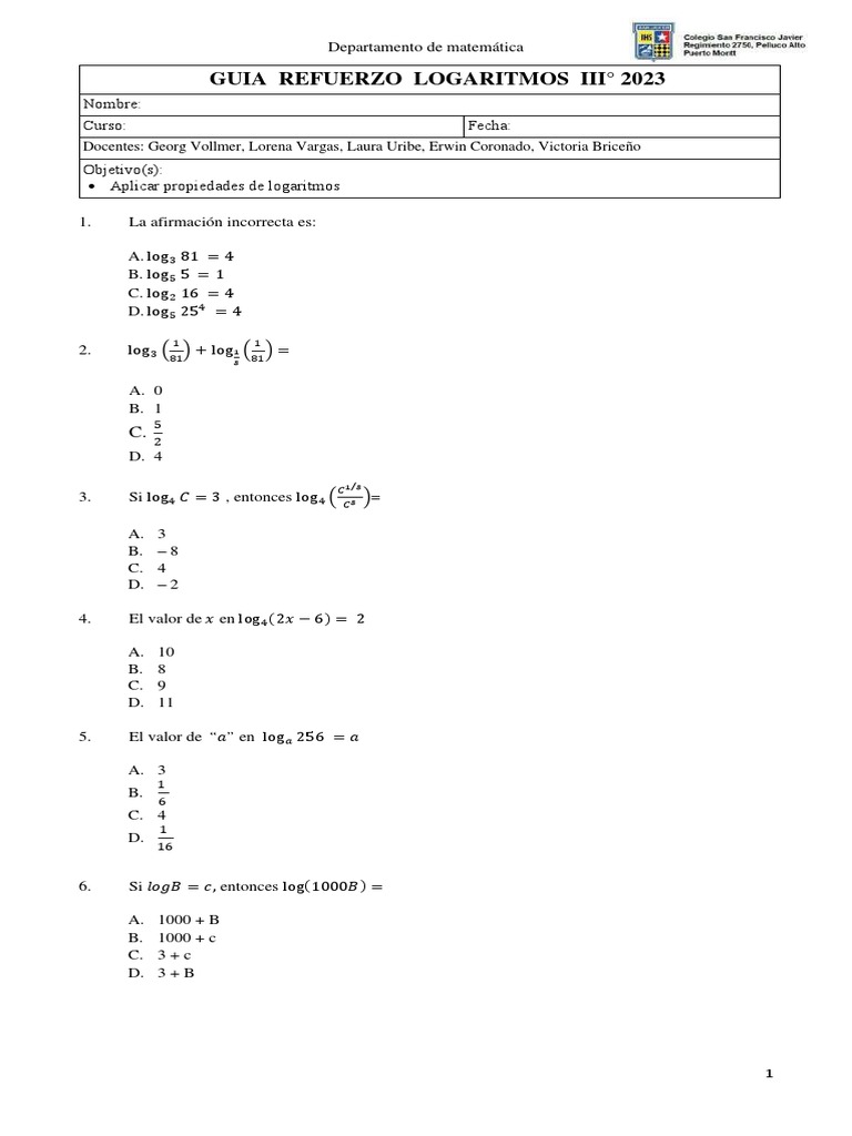Aplicación de logaritmos en ejercicios | PDF | Matemáticas