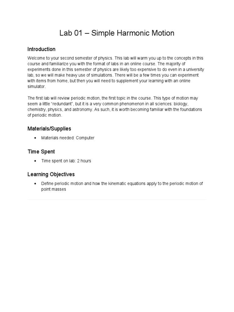 Module1 Lab Answer Key Pdf Mass Potential Energy