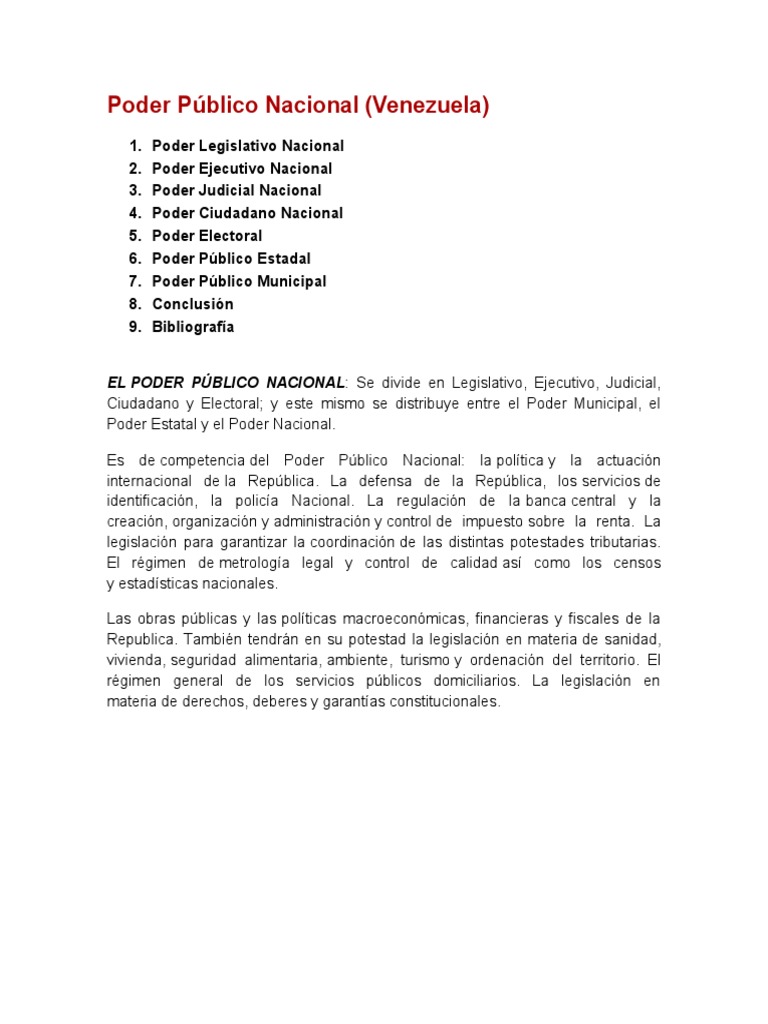 PODER PUBLICO NACIONAL (Matriz) | Descargar gratis PDF | Ejecutivo ...