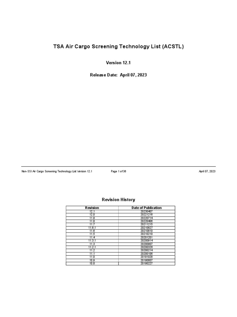 TSA Air Cargo Screening Tech List | PDF | Transportation Security ...