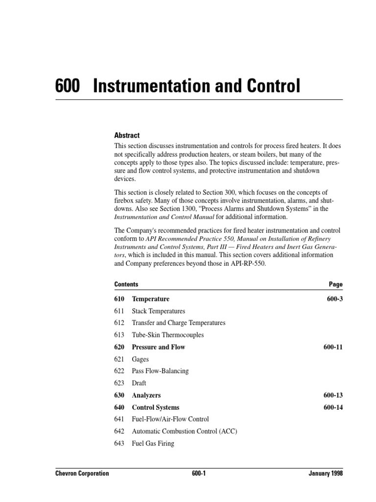 Instrumentation for Fired Heaters | PDF | Technology & Engineering