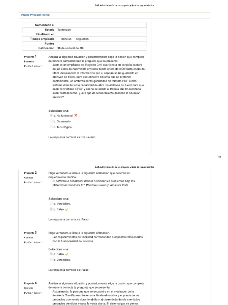 EA1 Administración de Un Proyecto y Tipos de Requerimientos - Examen 1 ...