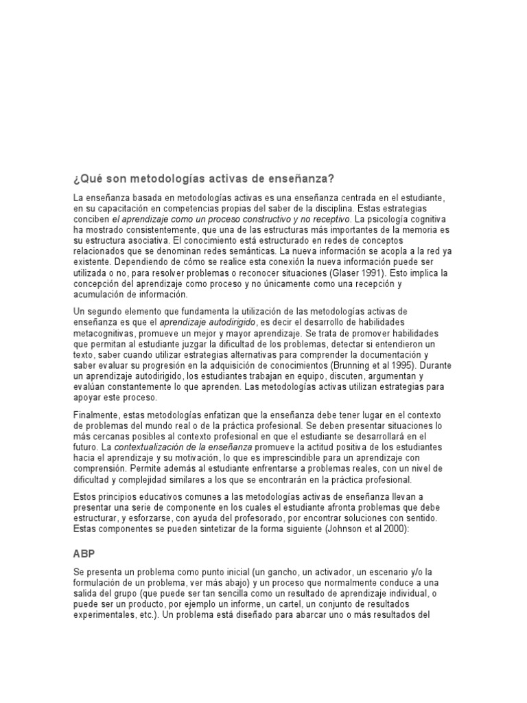 Qué Son Metodologías Activas de Enseñanza | PDF | Aprendizaje | Enseñando