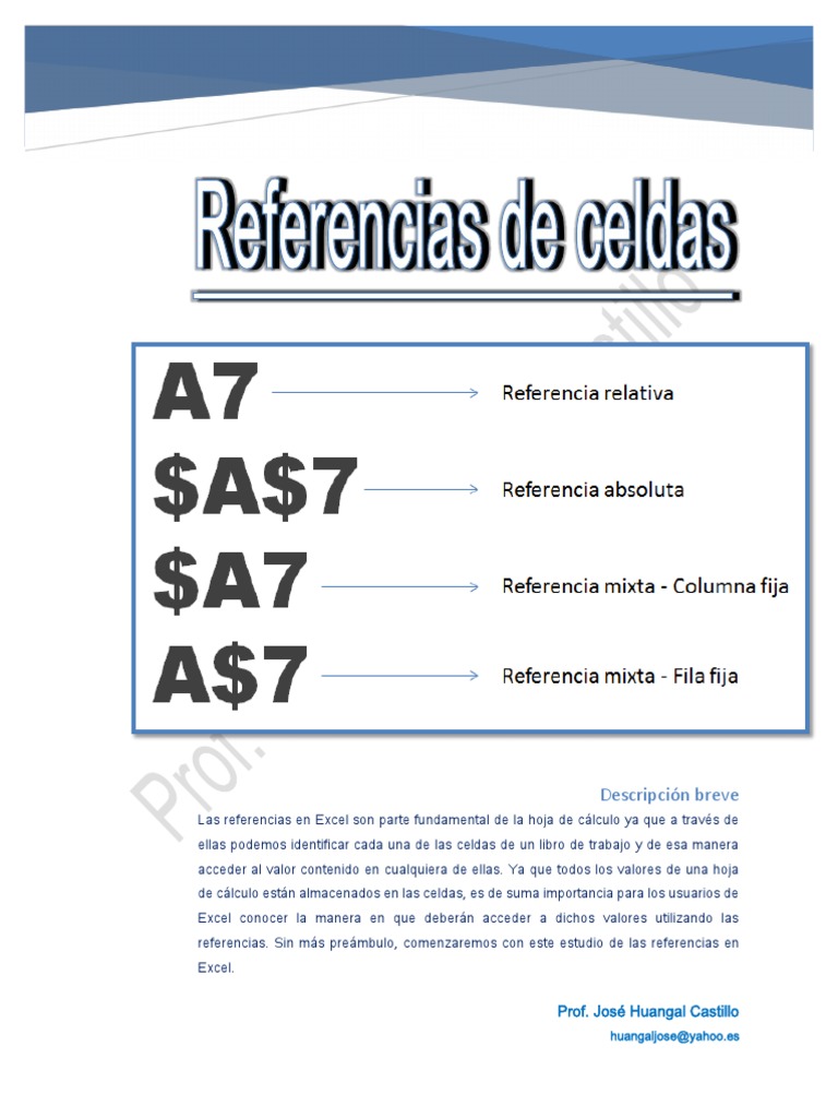 2 - Referencias de Celdas | PDF | Microsoft Excel | Hoja de cálculo 2 - Referencias de Celdas | PDF | Microsoft Excel | Hoja de cálculo