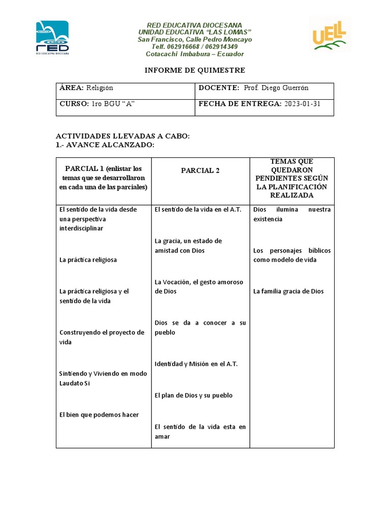 1ro BGU A Religion | PDF