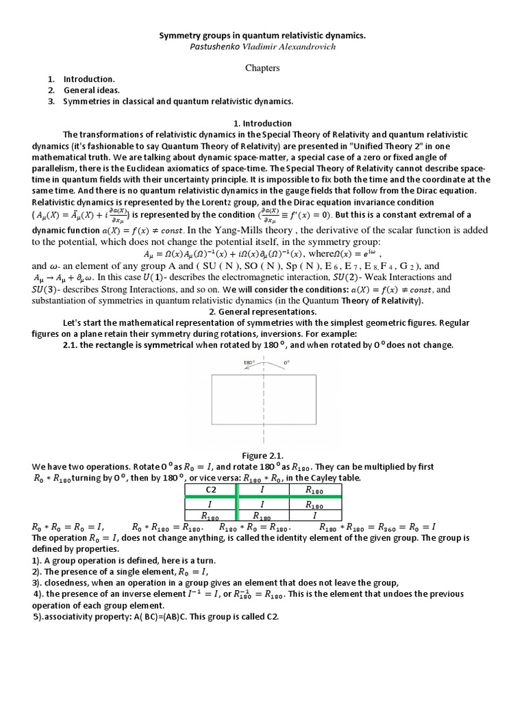 Symmetry Groups In Quantum Relativistic Dynamics Pdf Group Mathematics Special Relativity