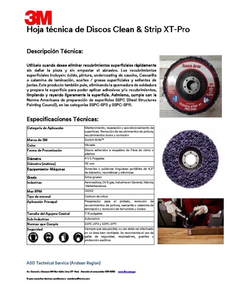 Ficha Tecnica Disco XT Purpura Clean Strip | PDF | Abrasivo | Sector ...