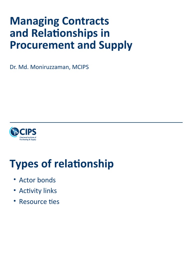 Managing Relationships and Contracts | PDF | Supply Chain | Procurement