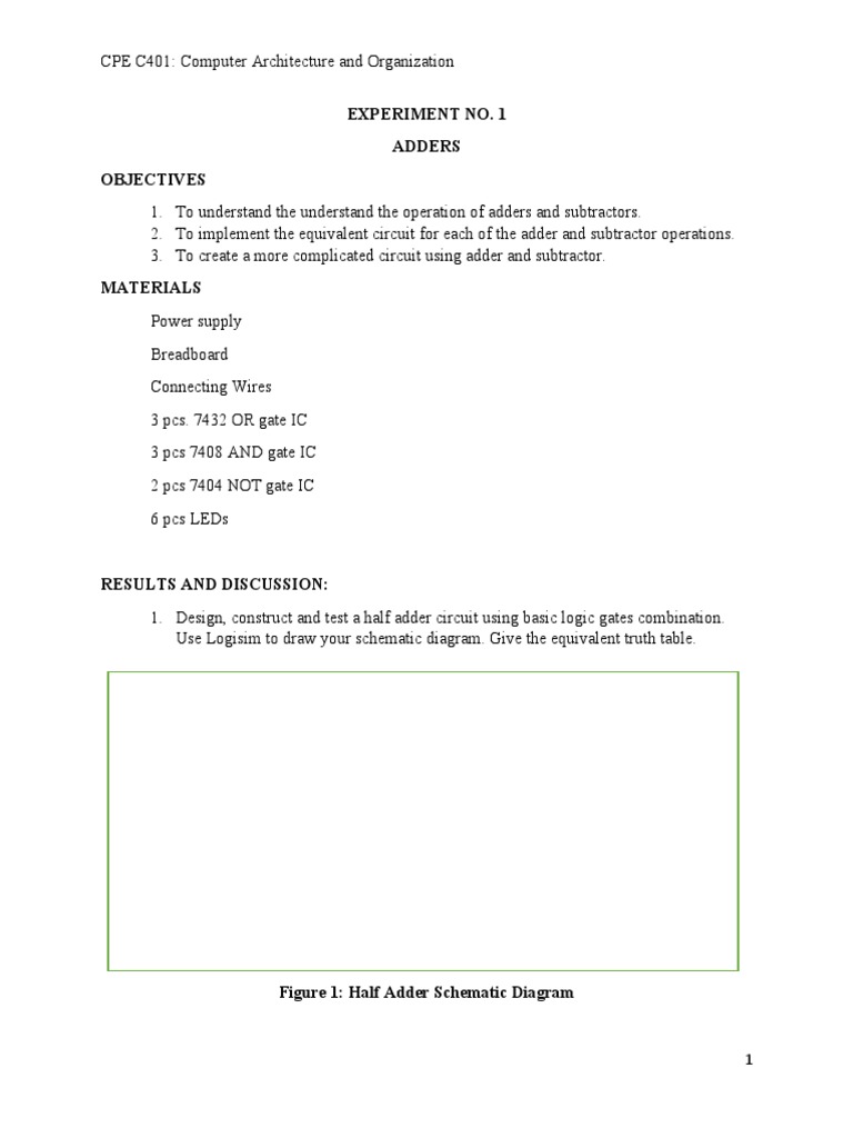 Lab Experiment No1 Half Adder and Addr | PDF