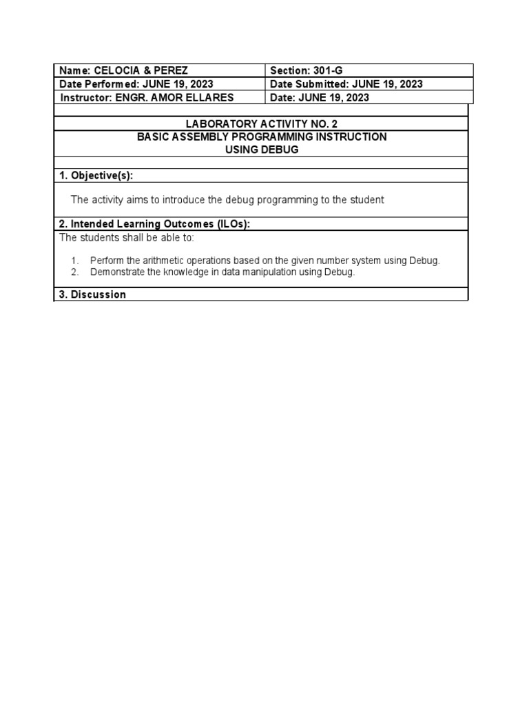 LaboratoryNo2 - Debug CELOCIA & PEREZ | PDF | Teaching Methods & Materials
