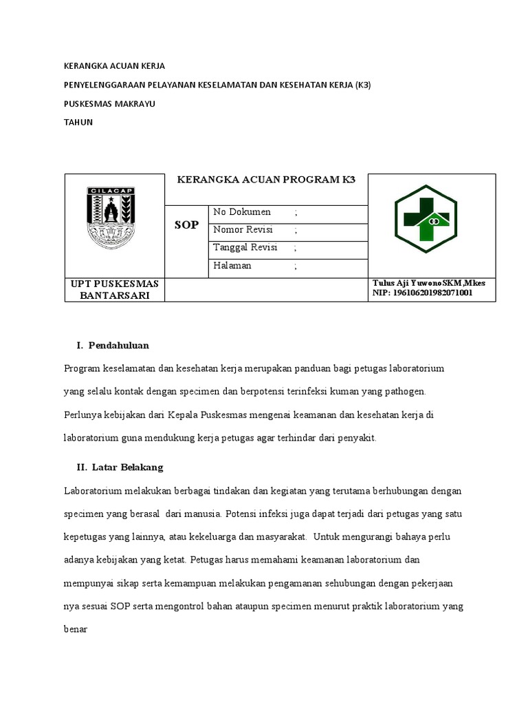 Kerangka Acuan Kerja k3 | PDF