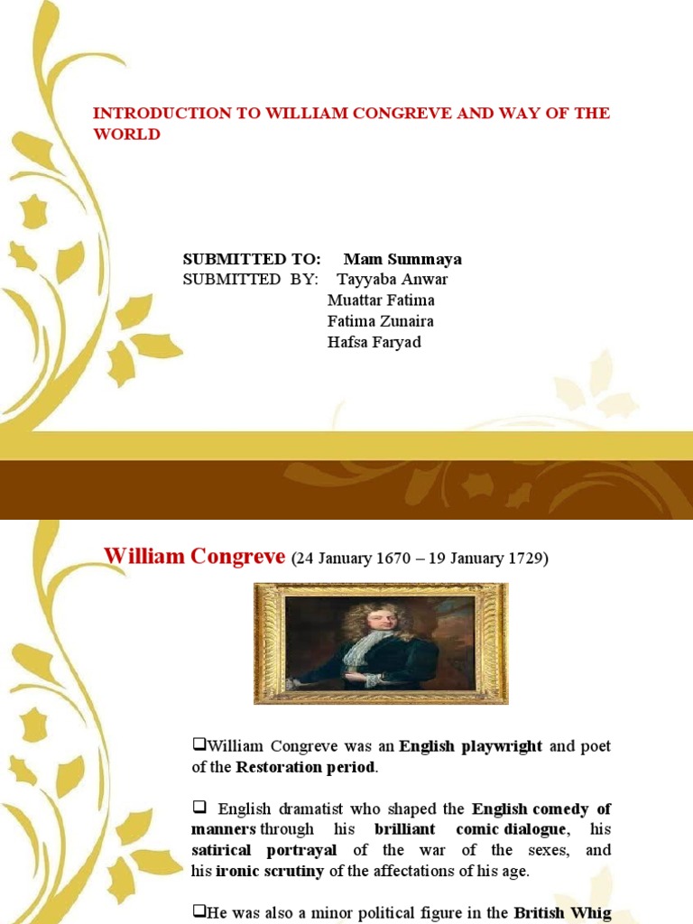 Congreve's Way of the World: A Comedy | PDF | Restoration Comedy
