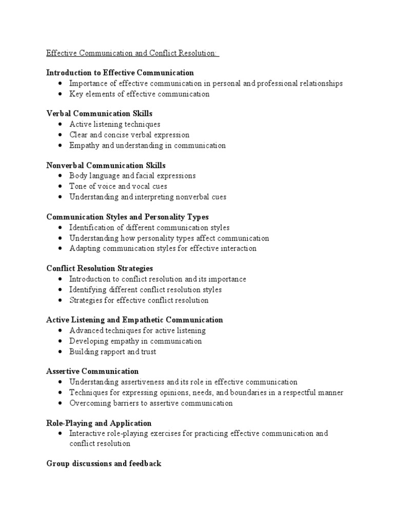 Effective Communication and Conflict Resolution | PDF