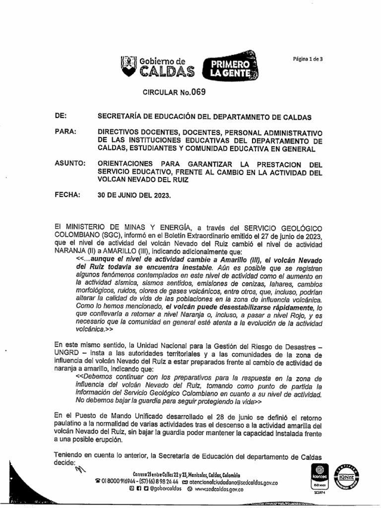 Circular 069 Del 30 de Junio de 2023 | PDF