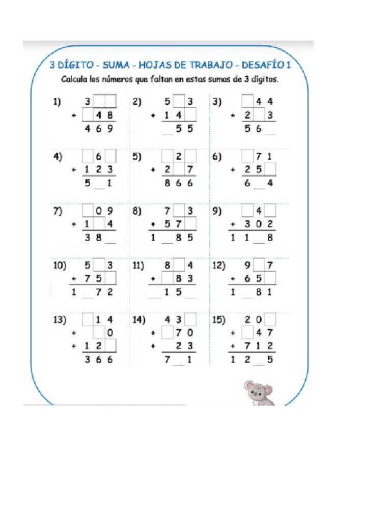 Matematicas Hojas de Trabajo | PDF