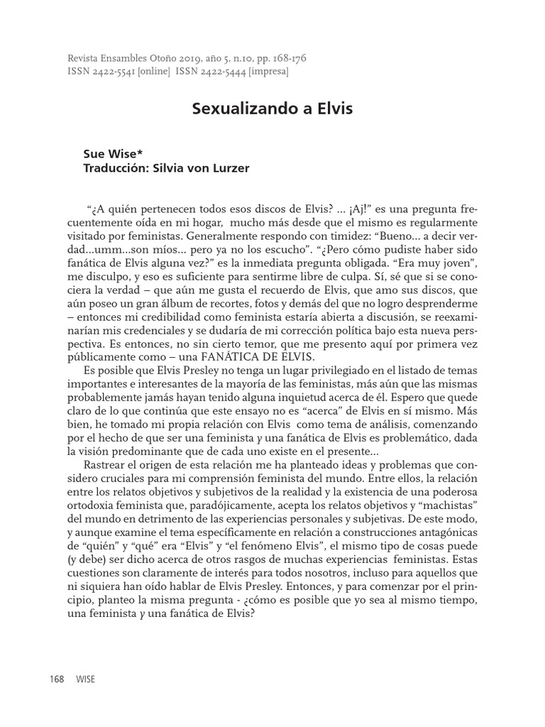 Wise - Sexualizando A Elvis | PDF | Elvis Presley | Feminismo