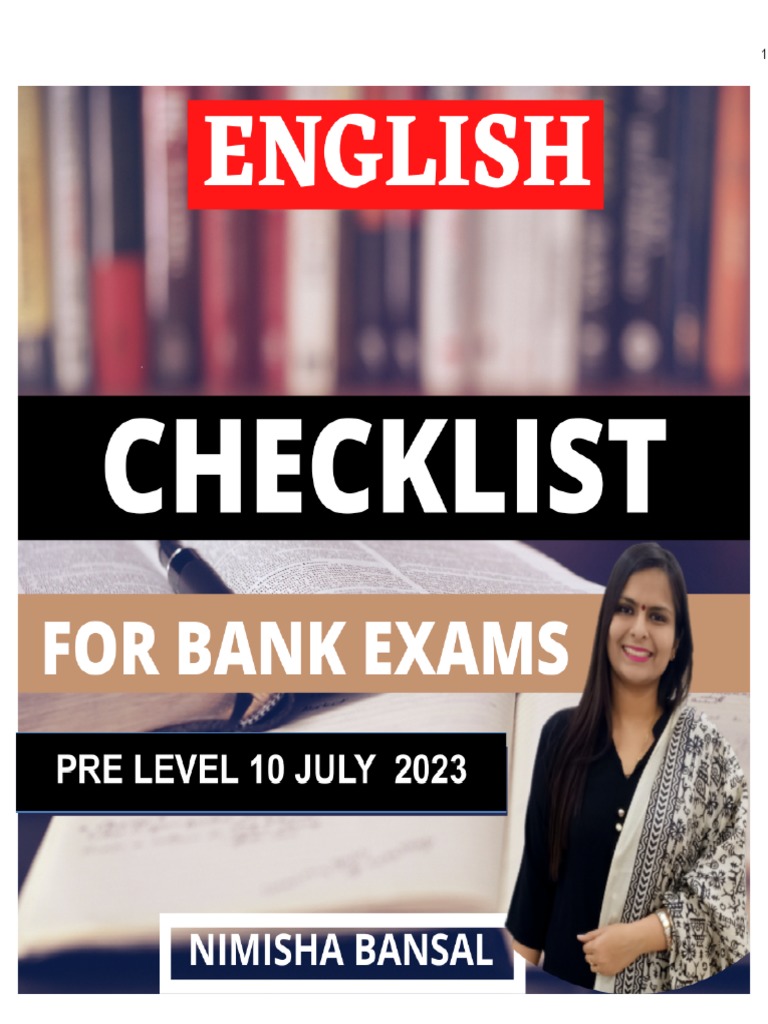 ENGLISH PRE LEVEL CHECKLIST BY NIMISHA MAM 10th JULY 2023 Docx | PDF ...