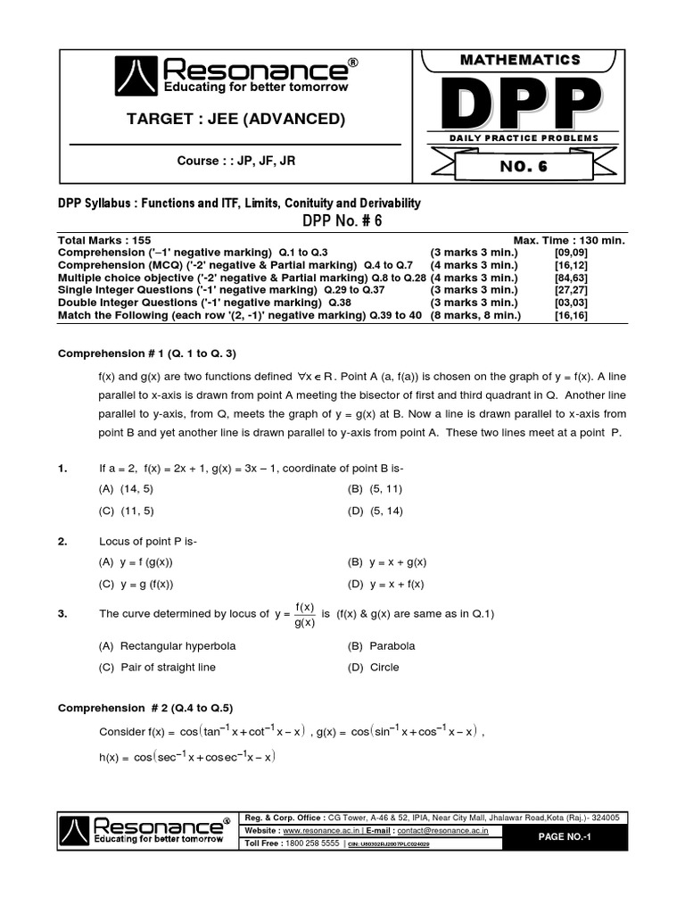 RESO Maths (Advance) Revision Dpp-6 | PDF | Mathematical Concepts | Elementary Mathematics