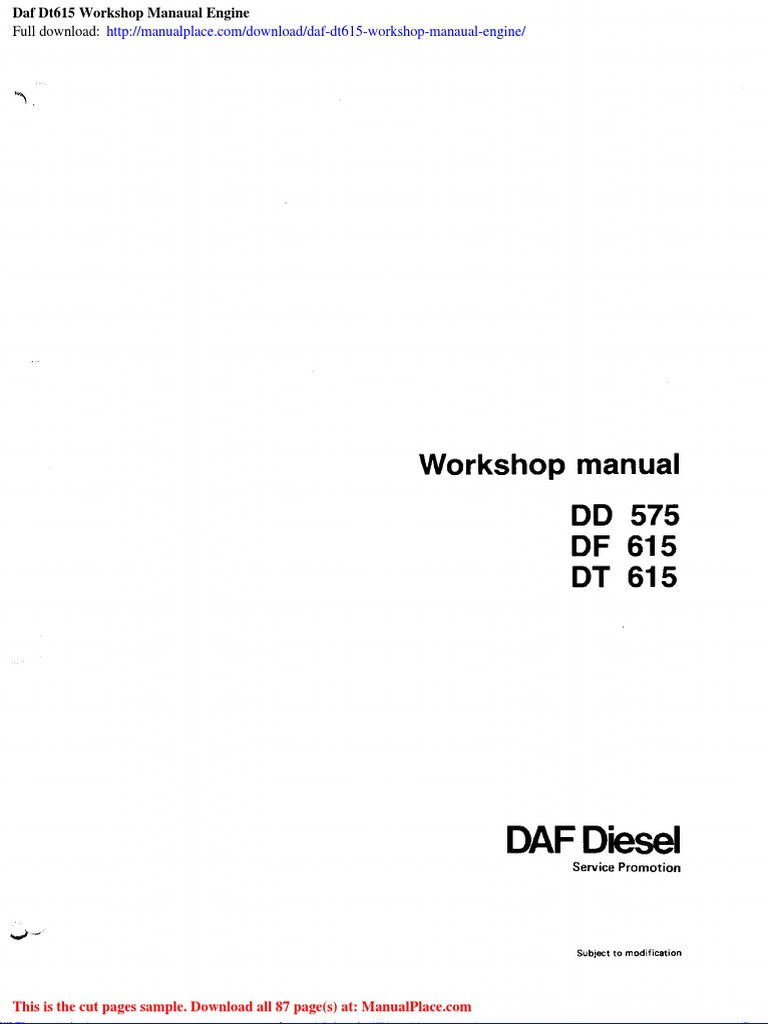 Daf Dt615 Workshop Manaual Engine | PDF