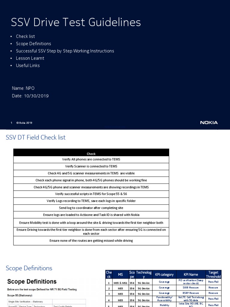 5G - Drive Test Guidelines - v2.3 | PDF