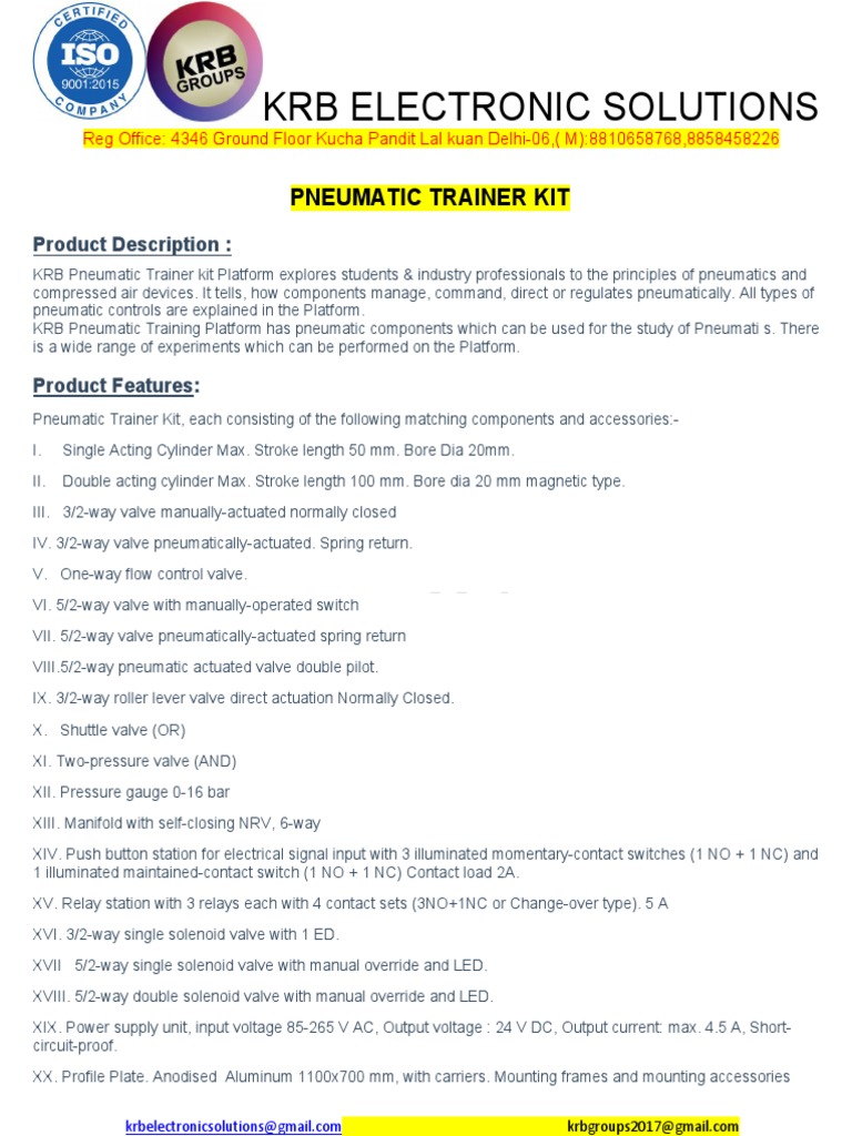 KRB Pneumatic Trainer Kit Overview | PDF | Technology & Engineering