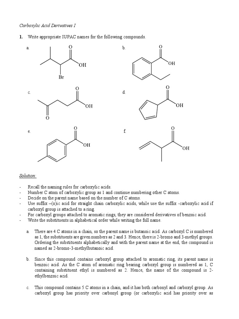 PracticeQuestions SOLUTIONS CarboxylicAcidDerivativesI | PDF ...