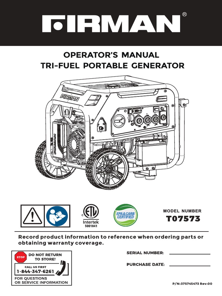 Operator'S Manual Tri-Fuel Portable Generator | PDF
