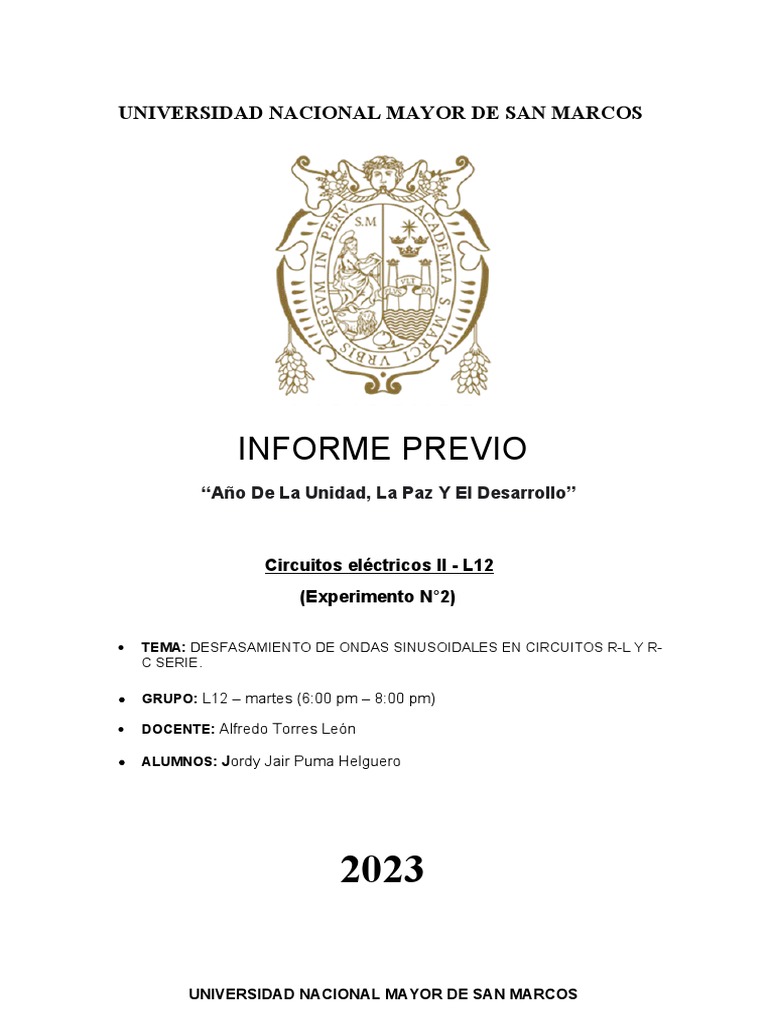 Informe Previo 2 - Circuitos Electricos Ii | PDF